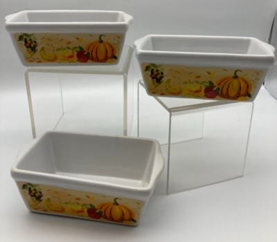 Set of 3 Mini Fall/Harvest/Thanksgiving Ceramic Loaf Baking Pans | eBay