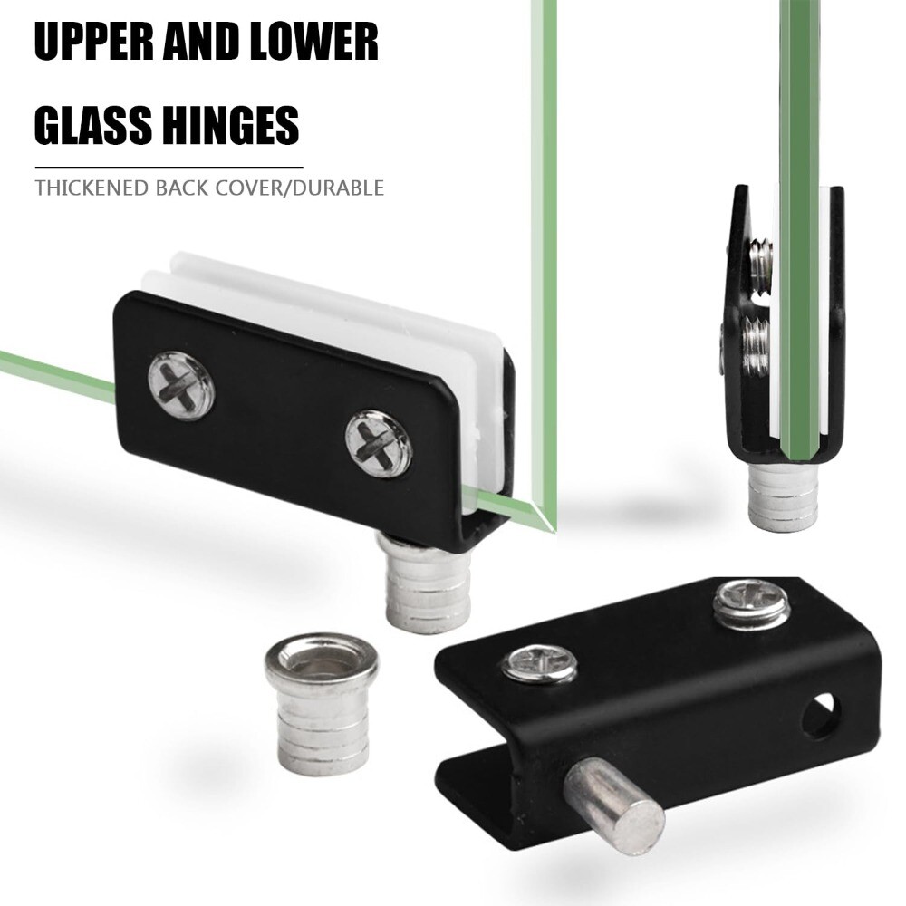 8pcs Black Wardrobe Pivot Hinge Stainless Steel Glass Catch Clip Worker ...