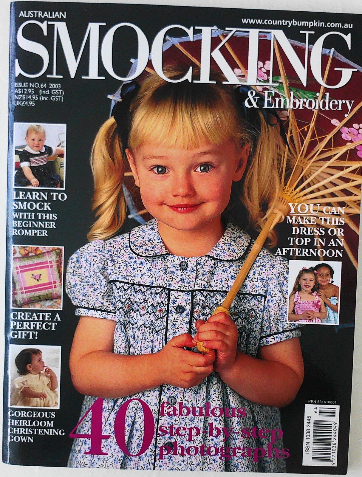 Australian Smocking & Embroidery 64th Issue 2003 Pattern Sheet Attached ...