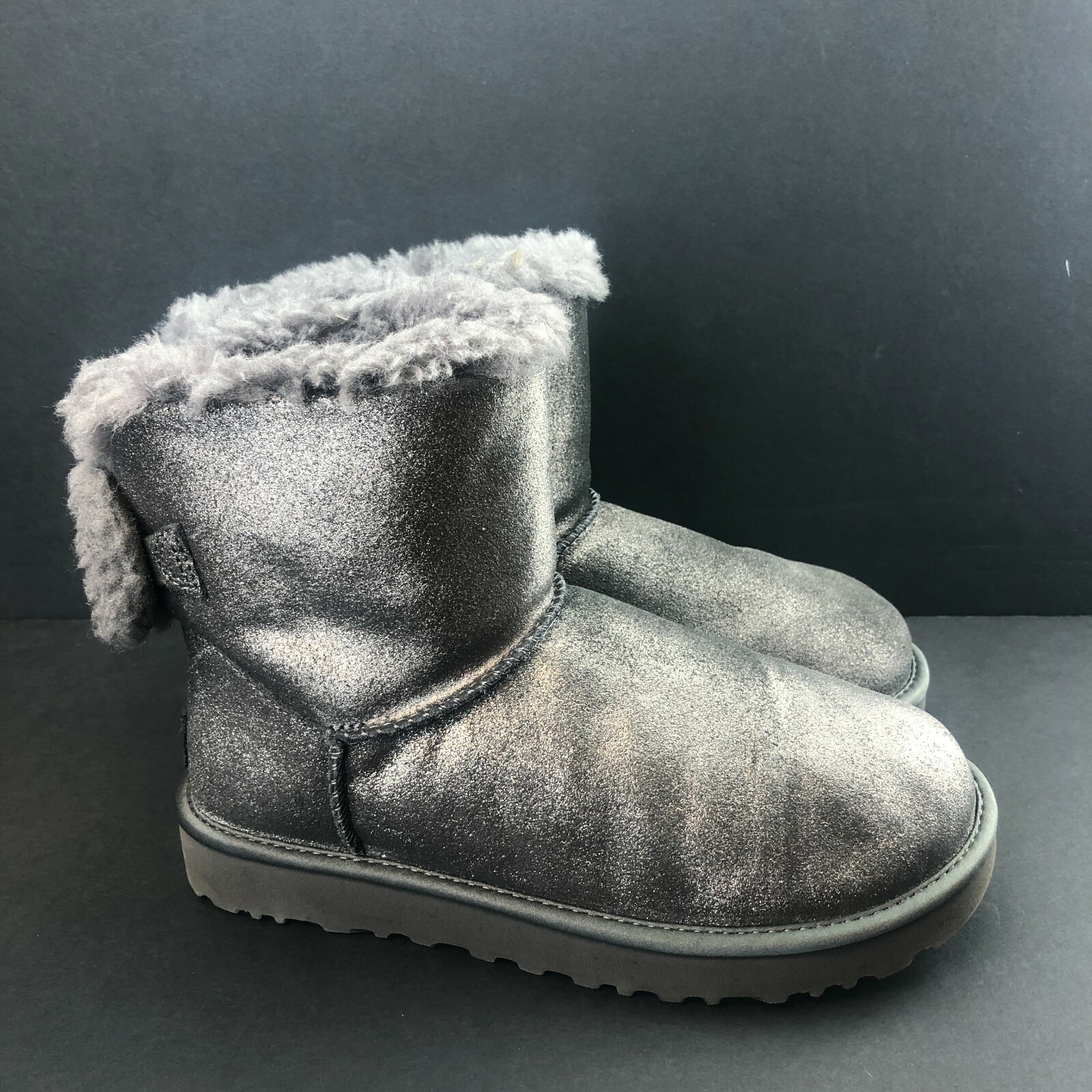 Ugg Arielle Sparkle Gun Metal Glitter Leather Pull On… - Gem