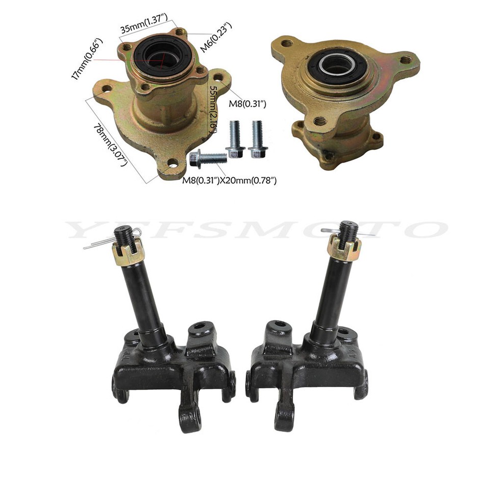 3/4 Stud Front Rear Wheel Hubs Steering Spindle Knuckle for ATV UTV ...
