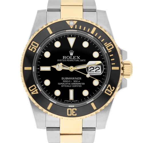 Rolex Submariner Date 116613LN Black Dial 18k Gold/Steel Ceramic Watch ...
