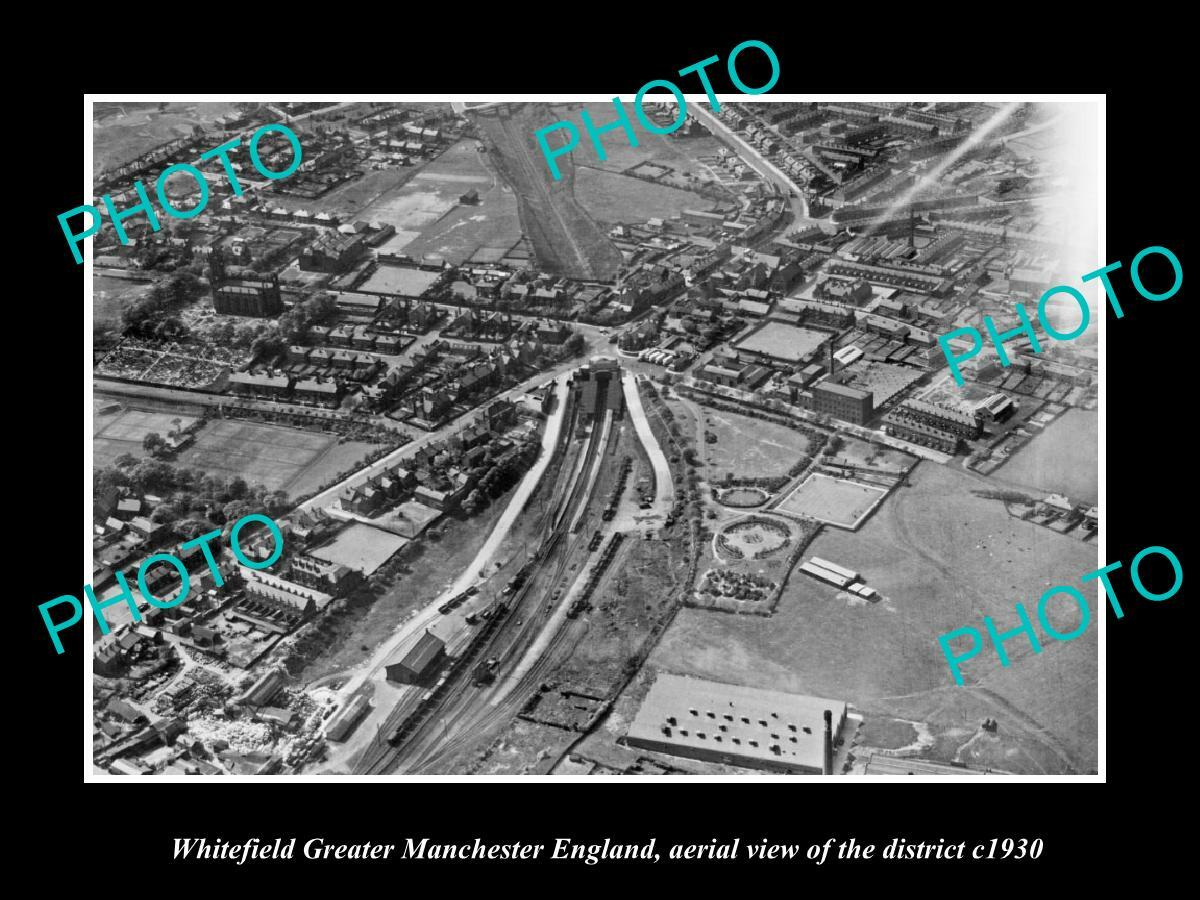 OLD 8x6 HISTORIC PHOTO WHITEFIELD MANCHESTER ENGLAND TOWN AERIAL VIEW ...