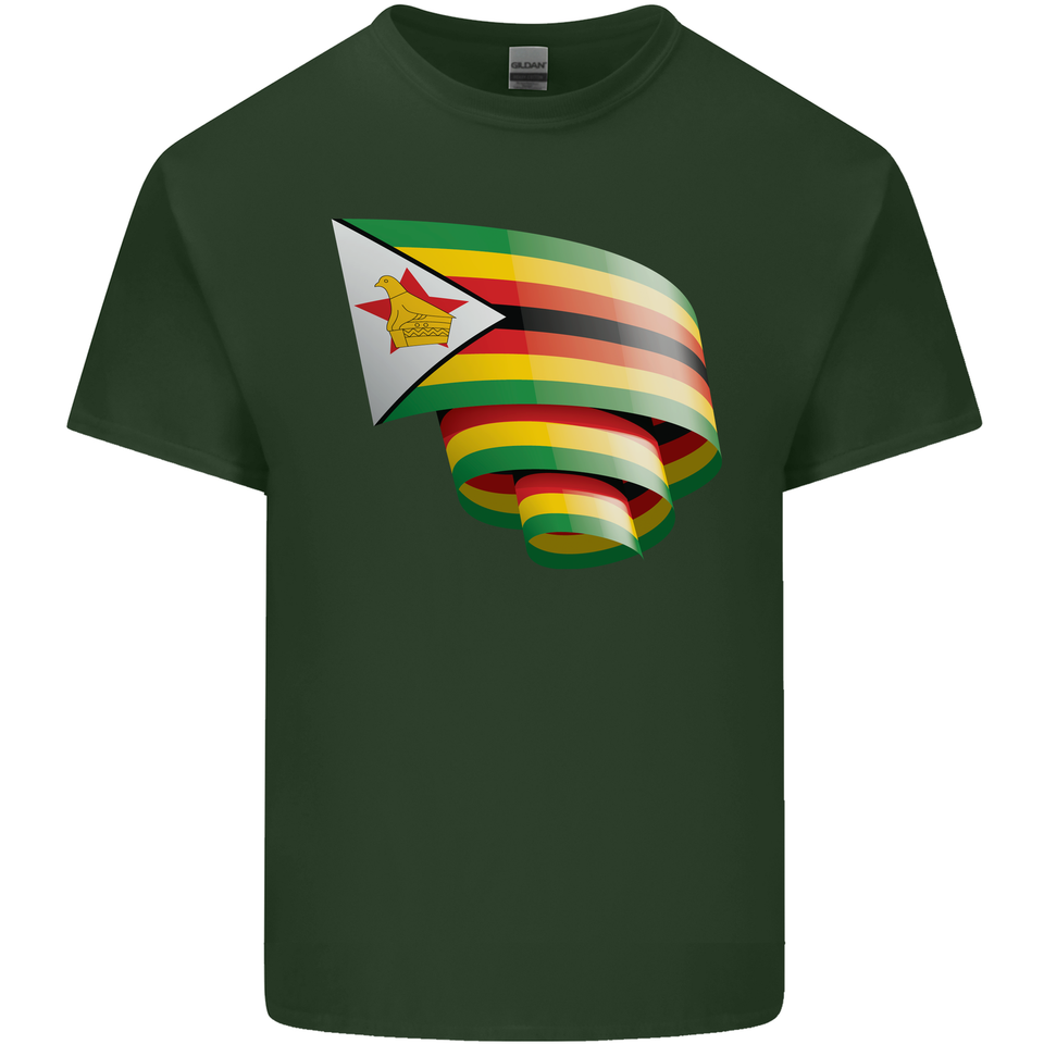 Curled Zimbabwe Flag Zimbabwean Day Football Mens Light Cotton T-Shirt ...