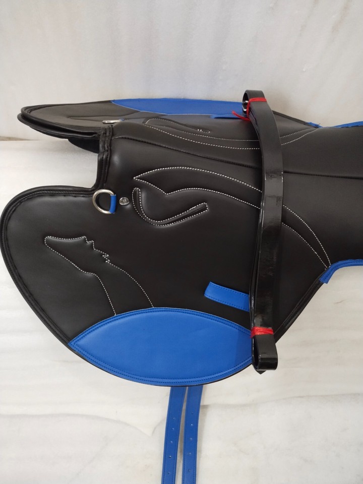 Blue/Black Racing Exercise Light Weight Horse Tack Saddle With Stirrup ...