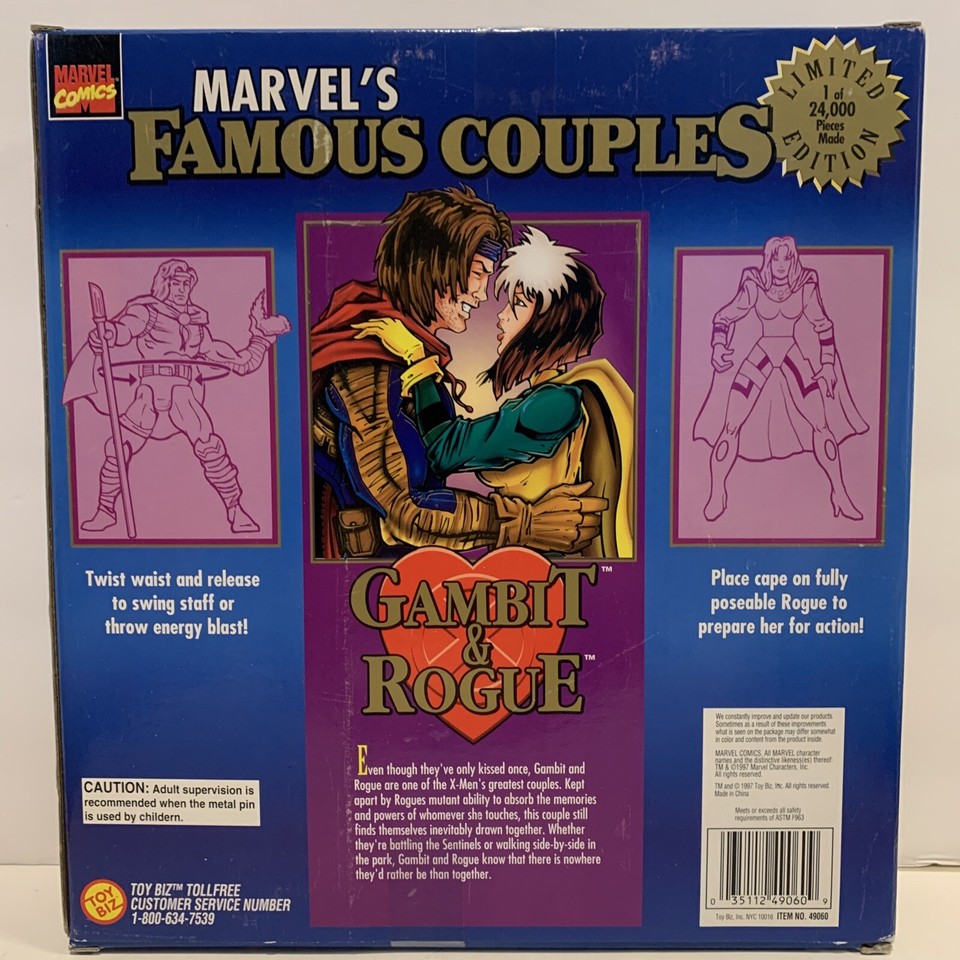 NEW!! ToyBiz Marvel's Famous Couples Gambit and Rogue 1997 Vintage ...