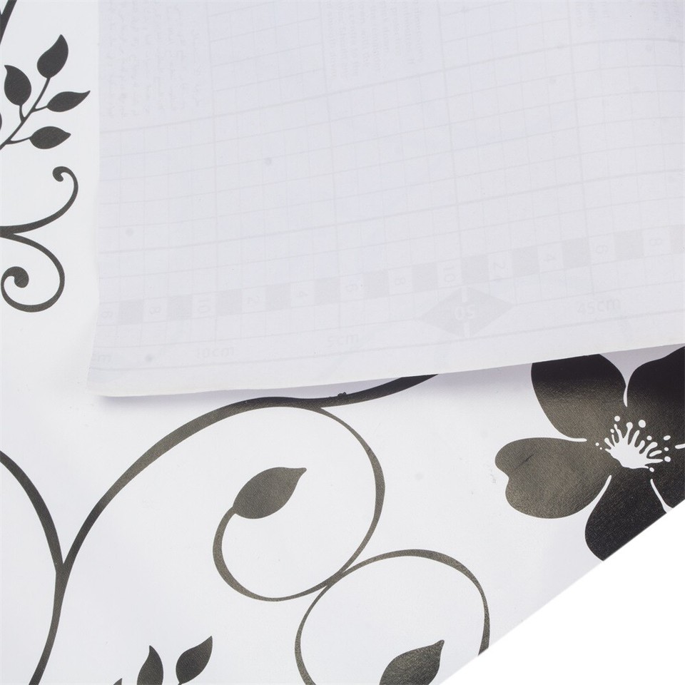 3D Window Glass Film Sticker Stained Anti UV Self-adhesive Black Flower ...