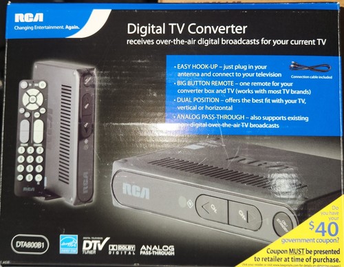 NEW RCA Digital TV Converter Box DTA800B1 W/Remote -Analog To Digital ...