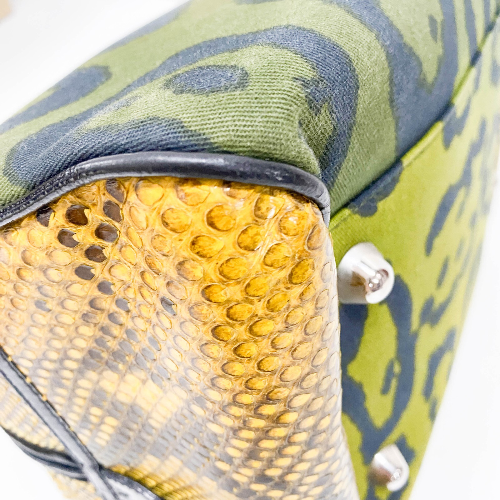 DIOR Gambler Dice Leopard Print Canvas & Embossed Leather Handbag | eBay