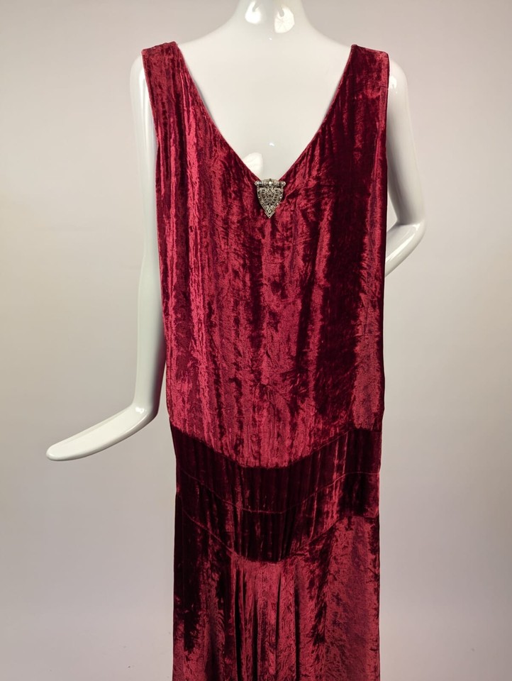 FLAPPER 1920’S PLUSH RASPBERRY RED SILK VELVET DRESS W LONGER REAR | eBay