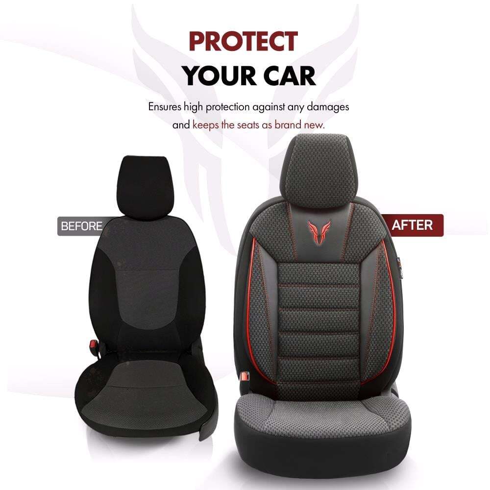 Premium Car Seat Covers TORO, Black red for Vauxhall Agila 2000-2008 ...