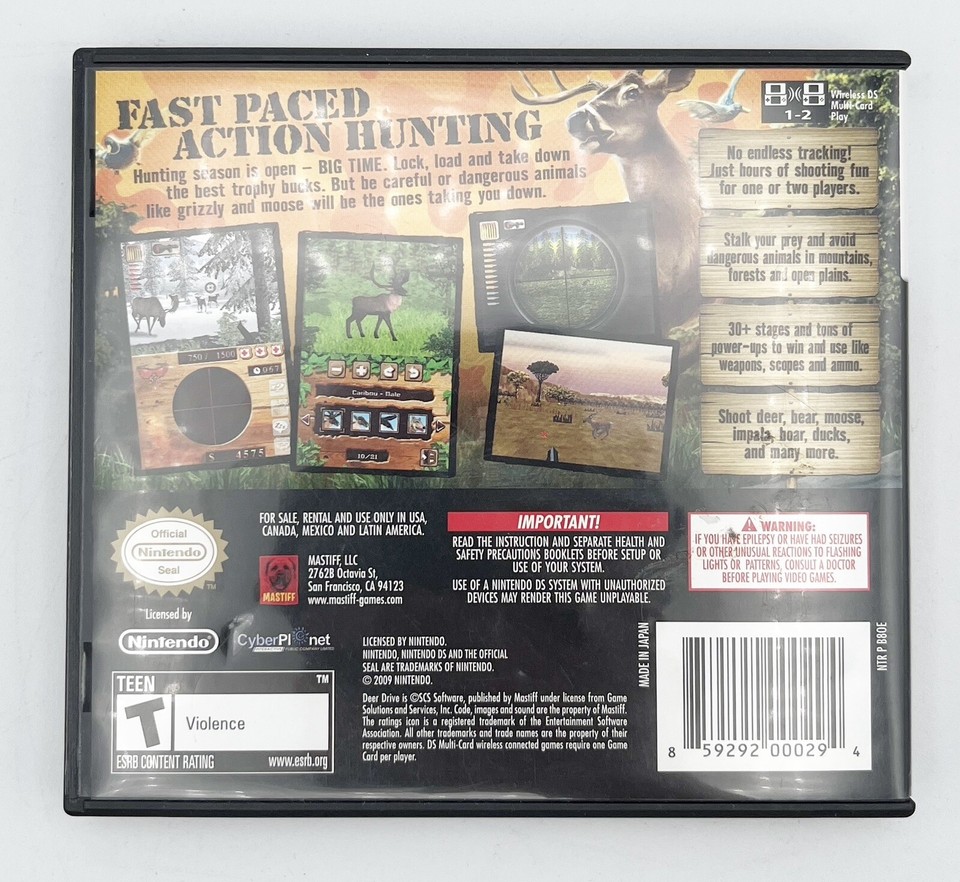 Nintendo DS Deer Drive Complete with Game Case + Manual Tested and ...