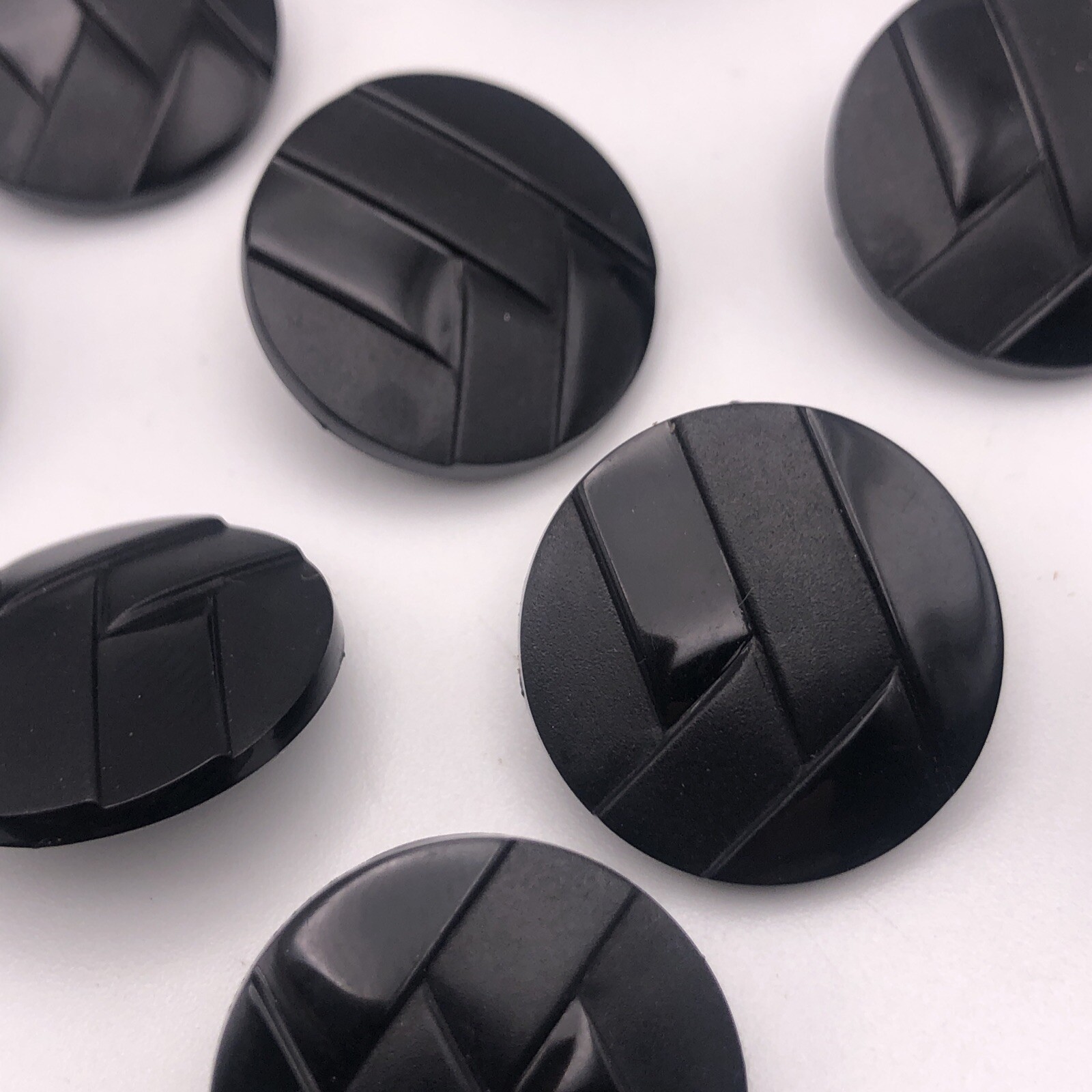 Vintage Black Round Shank Buttons Overlapping Parallel Lines 23mm Lot ...