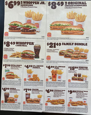 ONE SHEET BURGER KING COUPON EXP 7/9/2025 | eBay