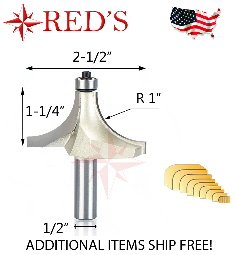 Tideway Carbide PRO LC06023208 1" Radius Round Over 1/2" shank router ...