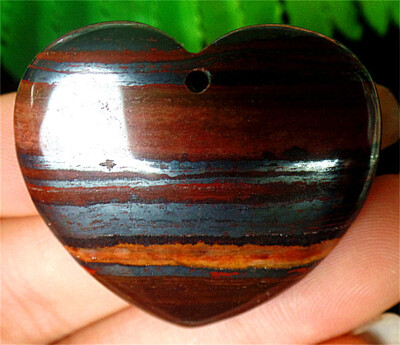 38x33x6mm Natural Brown Red Tiger Iron Gem Healing Love Heart Pendant ...