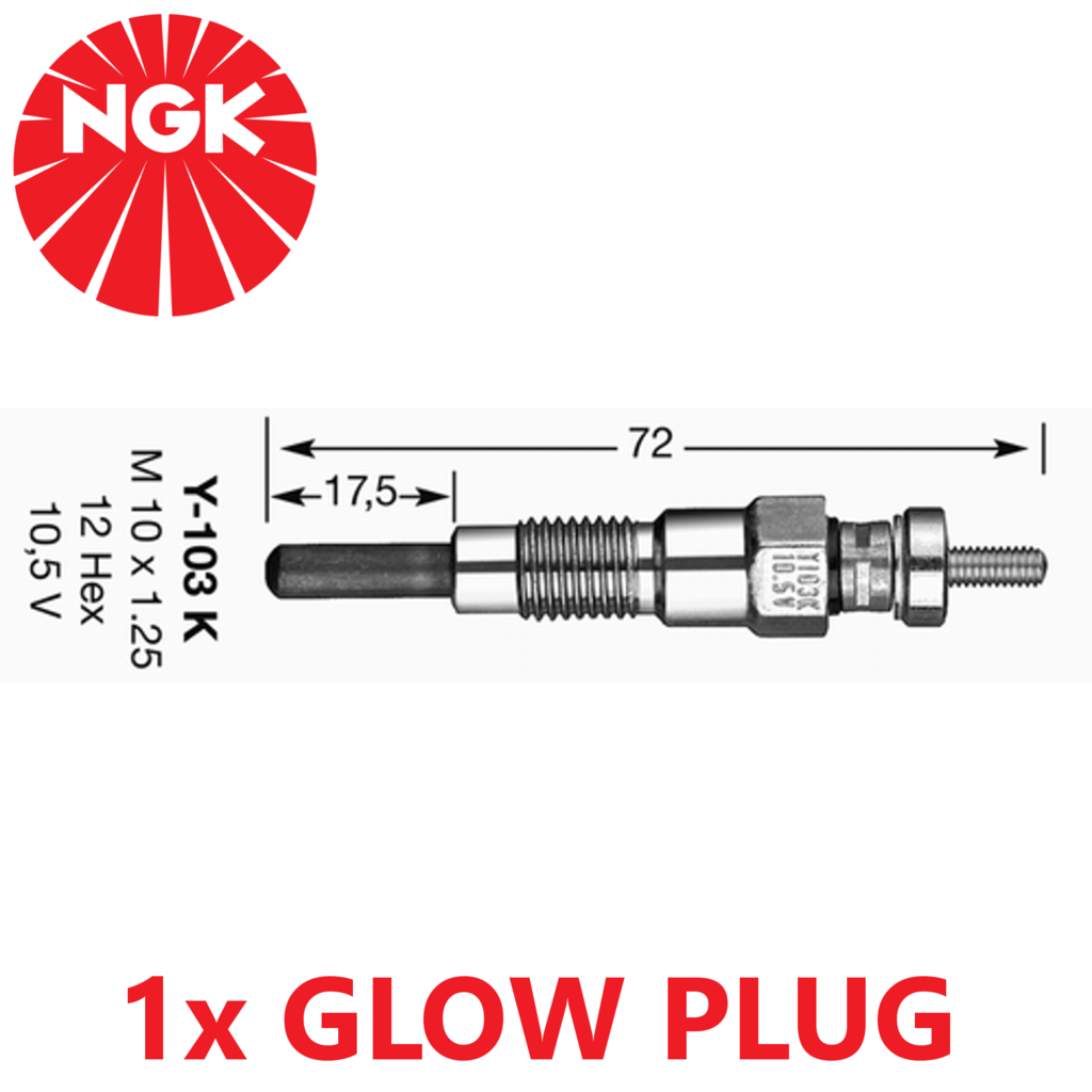 NGK 6325 Metal 10.5V 6.5A 1.6 Ohm Diesel Engine Heater Glow Plug Y-103K ...