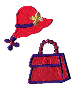 Red Hat Fashion Crafts - Red Hat & Purse - Embroidered Iron On Applique ...