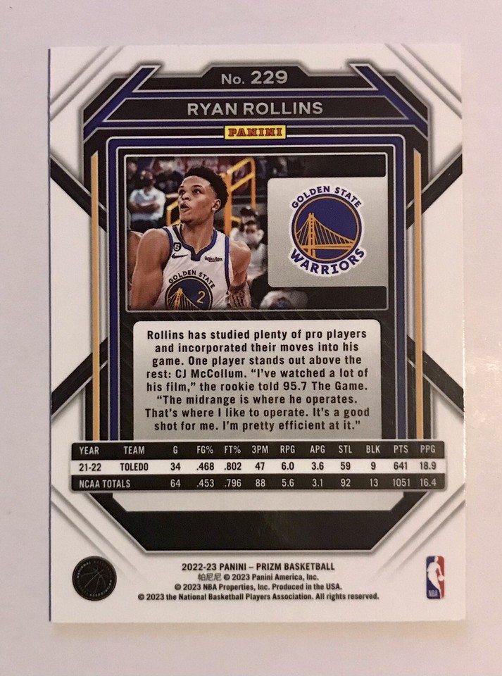 2022-23 Panini Prizm Ryan Rollins Rookie Card #229 | eBay