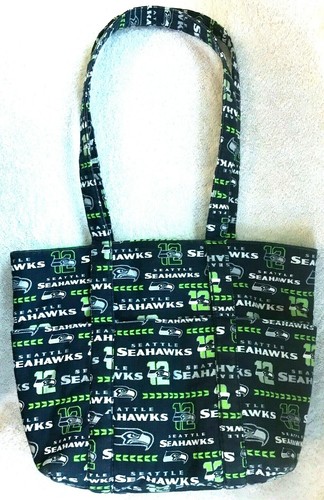 Seattle Seahawks Purse Tote Bag Snap Close Cotton 14 x 10 x 4 Inches ...