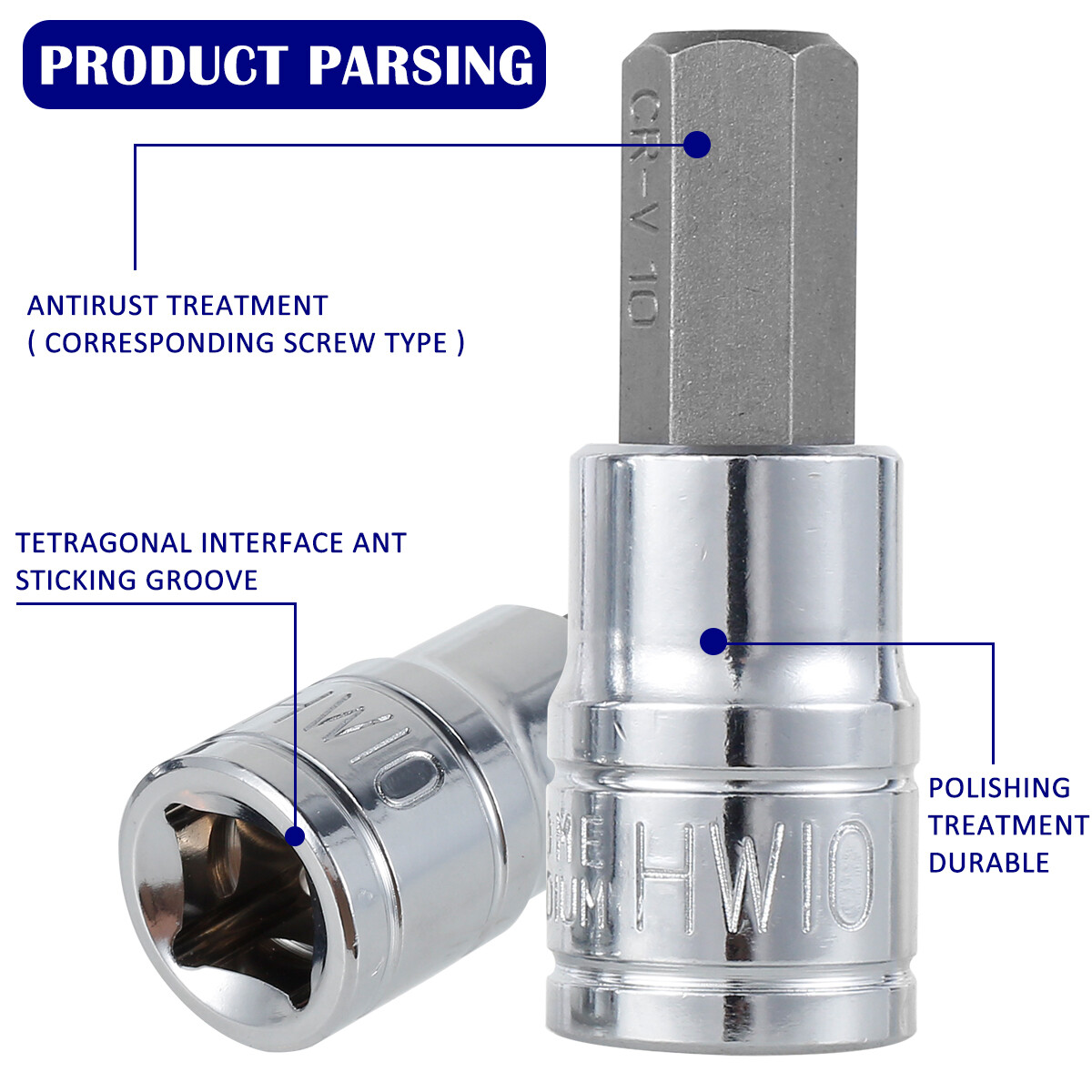 9Pcs Hex Bit Socket Set Sturdy Allen Key Sockets Professional 3/8inch ...