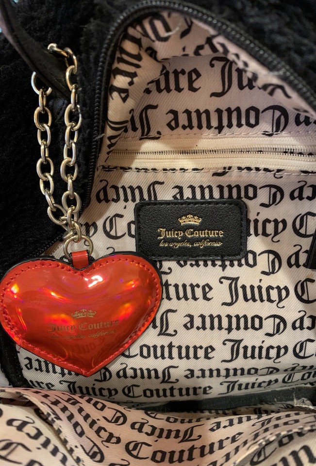 Juicy Couture Furry Backpack Bag Red Heart Charm Clean Cute Flirty | eBay