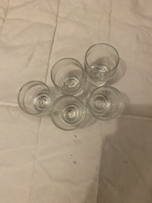 Vintage Mini Shot Glasses Set of 5 Small Clear Glass Barware Party ...