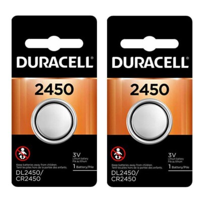 2 Pcs Duracell 2450 DL2450 CR2450 3V Coin Cell Lithium Button Battery ...