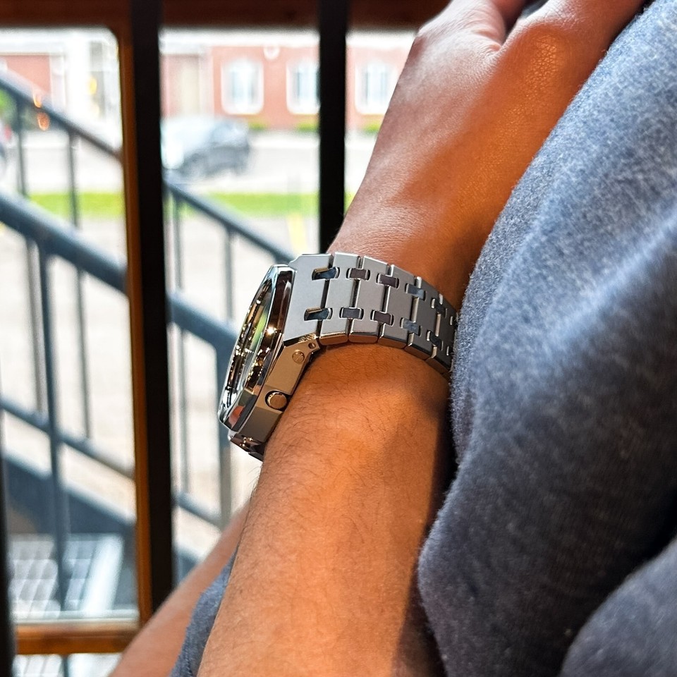 New Casioak GA2100 Custom G-Shock Royal Oak Mod Stainless Steel Silver ...