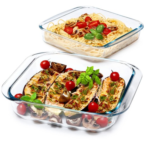1.7QT+2.4QT Square Glass Baking Dish Set2 Piece Square Glass Baking Pan ...