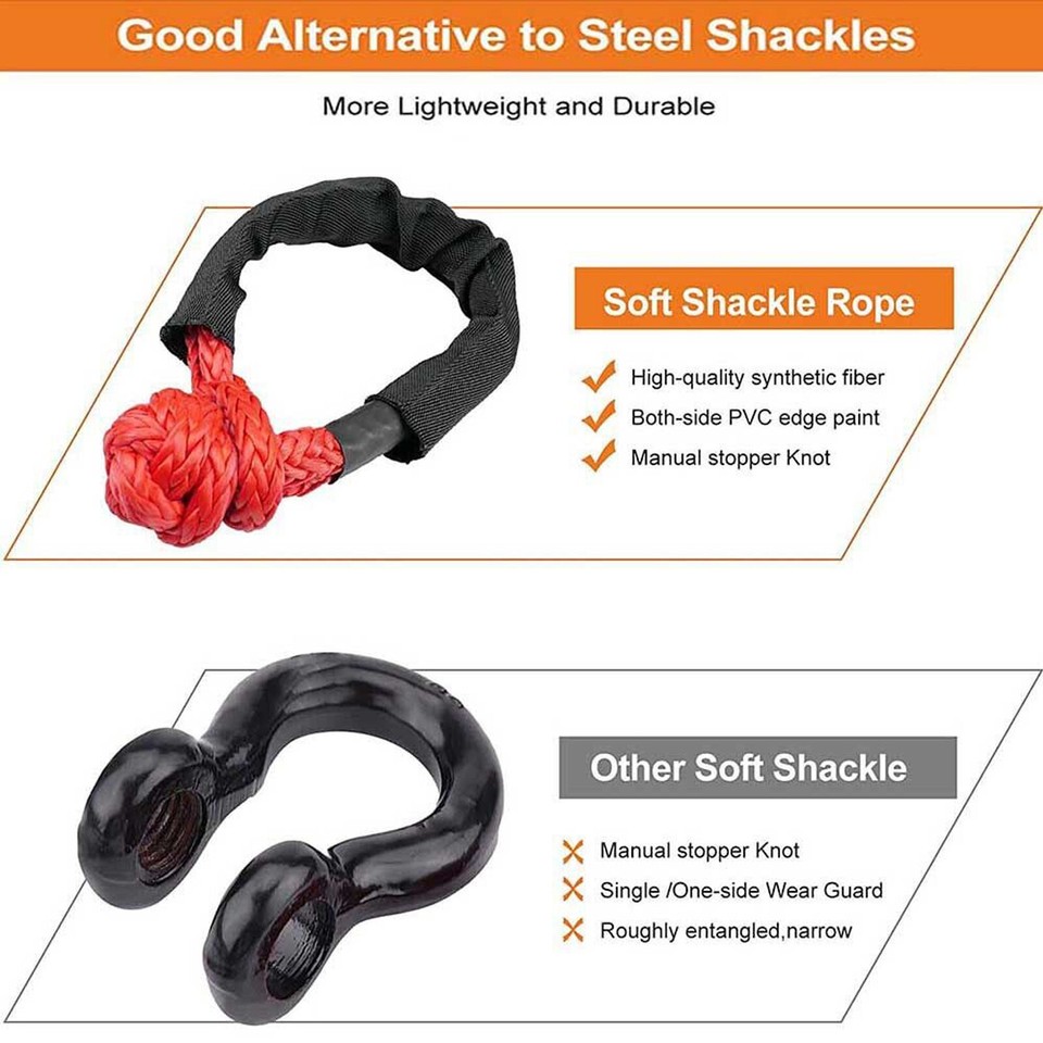 Heavy Duty Recovery Ring Snatch Block Pulley w/ Soft Shackle Tow Winch ...