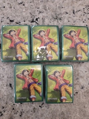 5x, Packs OF 70 Monkey D Luffy Card Sleeves One Piece Official ST21 EX ...