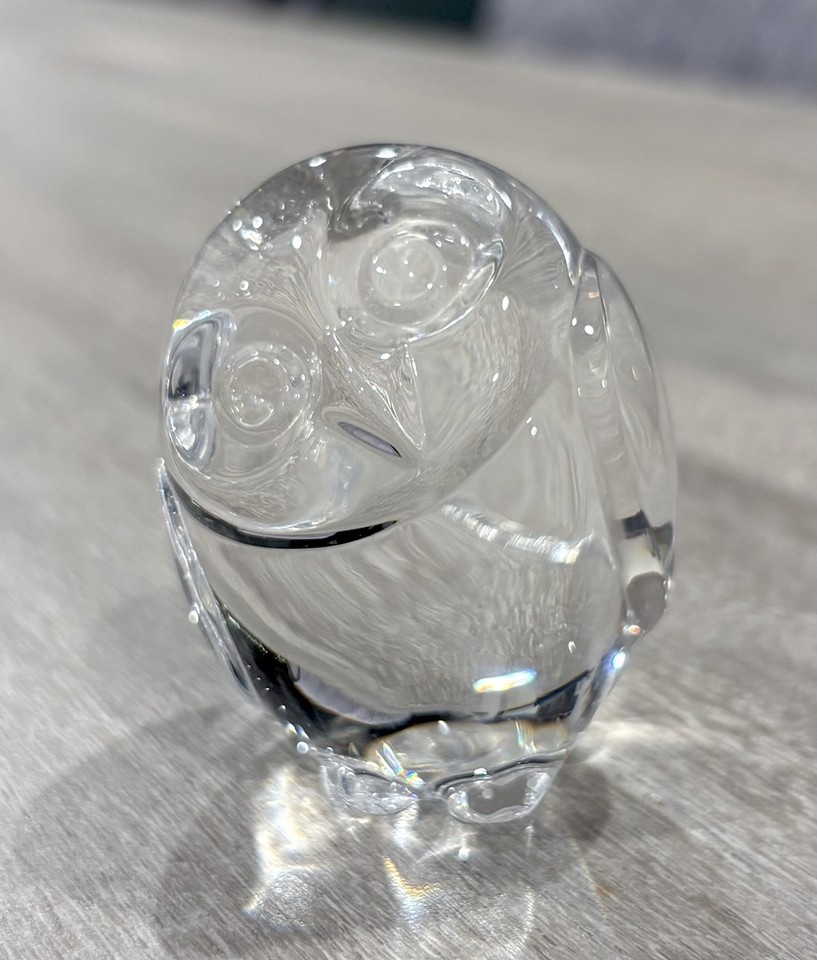 Vintage Steuben Crystal Art Glass Owl Figurine Paperweight Hand Cooler ...
