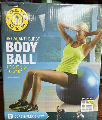 Golds Gym 65 cm Body Ball Anti Burst, Work Out, Fitness Blue W Pump New ...