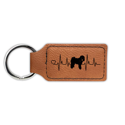 Labradoodle Heartbeat Lifeline Keychain Leatherette - Engraved - love ...