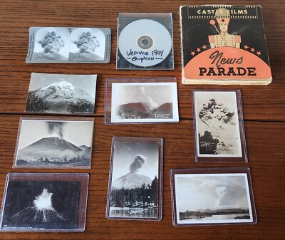 10 pc LOT Erupting Volcano Postcards, Movie CD Lassen, Paricutin ...