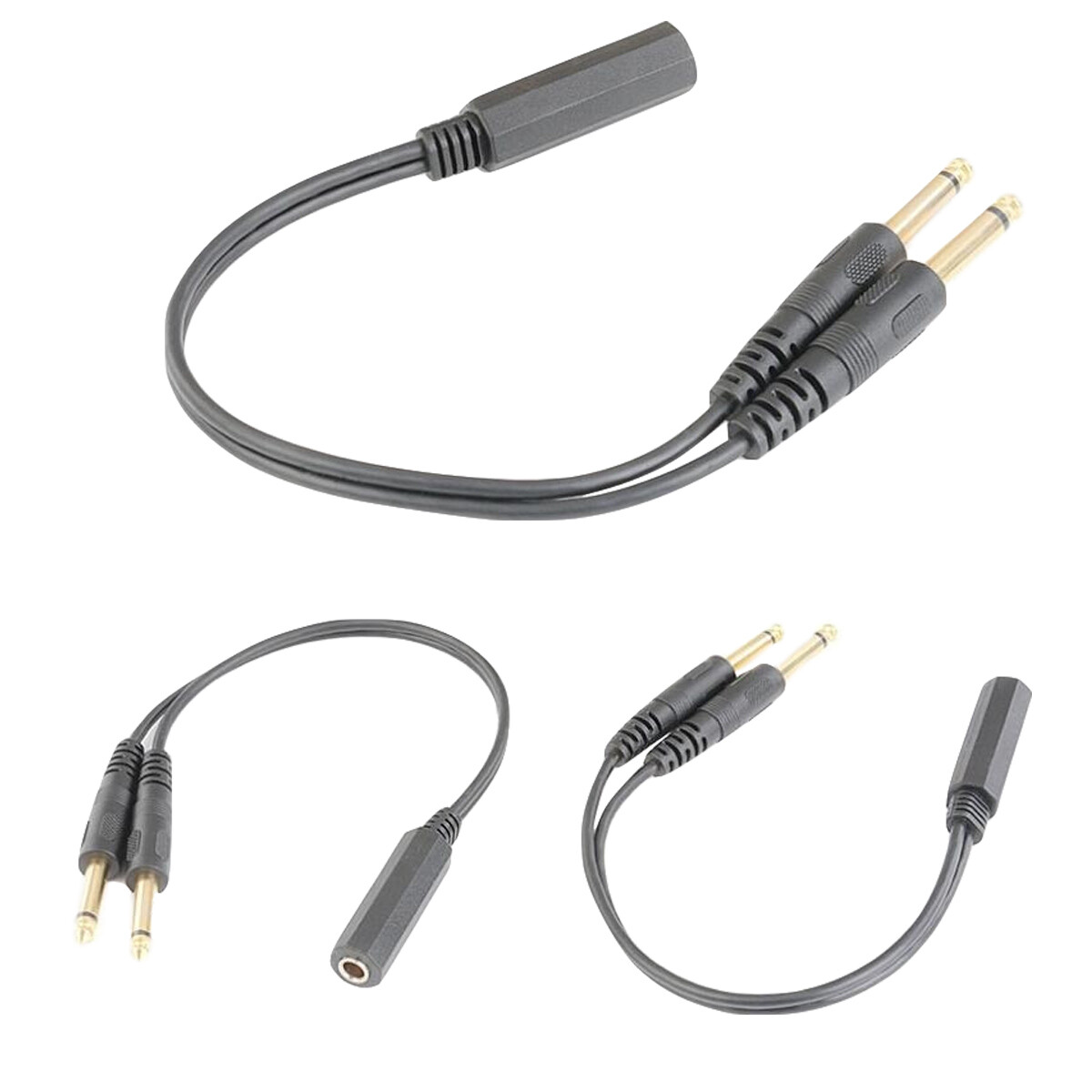 6.35mm 1/4 inch Stereo TRS Female to 2 Dual 6.35mm Mono TS Male Y ...