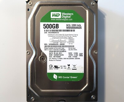 WD WD5000AADS-56S9B1 HARNHT2AHN (WCAV) Thailand 500gb 3.5" Sata HDD ...