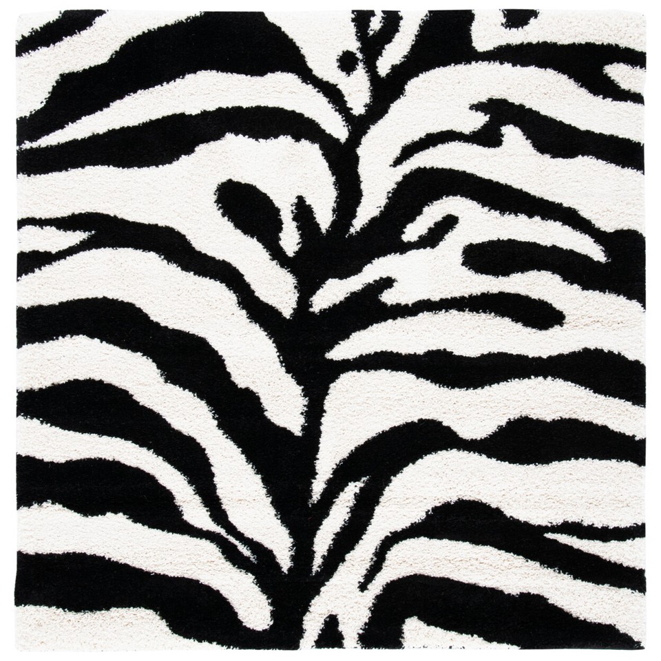 SAFAVIEH Zebra Shag Collection SG452-1290 Ivory/Black Rug | eBay