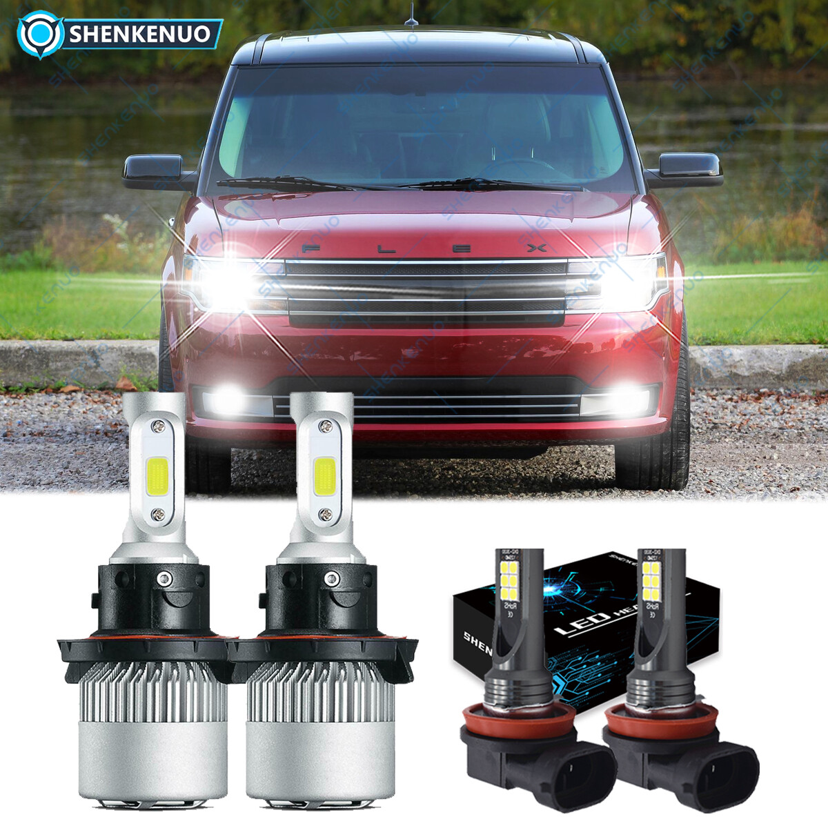For Ford Flex 2009-2018 6000K LED Headlight Hi/Lo + Fog Light Bulbs ...