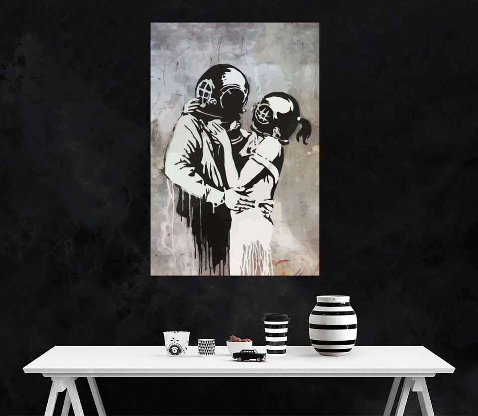 Think Tank by Banksy Canvas Prints Wall Hanging Framed Love Pictures ...