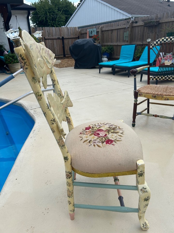 Mackenzie-Childs Hand-Painted FOREST FISH Side Chair 42" | eBay