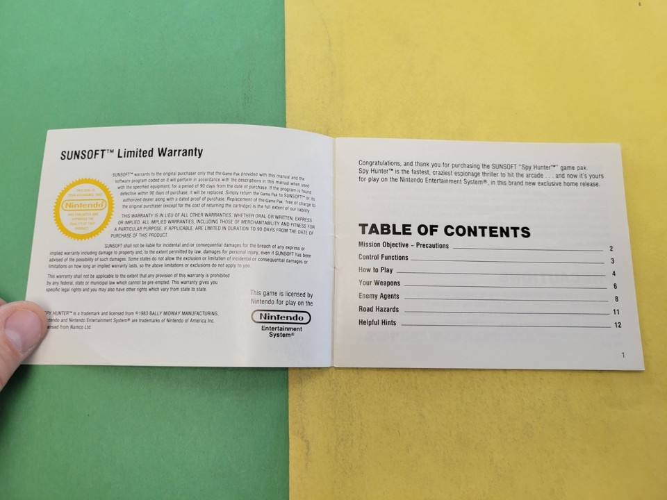 Spy Hunter NES Nintendo Instruction Manual Only | eBay UK