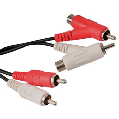Short 50cm Twin RCA Phono Stackable Y Splitter Audio Cable Amp Mixer ...
