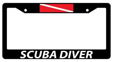 Black License Plate Frame SCUBA DIVER w/FLAG LOGO Auto Accessory | eBay