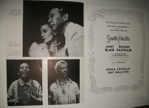 SOUTH PACIFIC Souvenir Program JANET BLAIR RICHARD EASTHAM COSTELLO ...