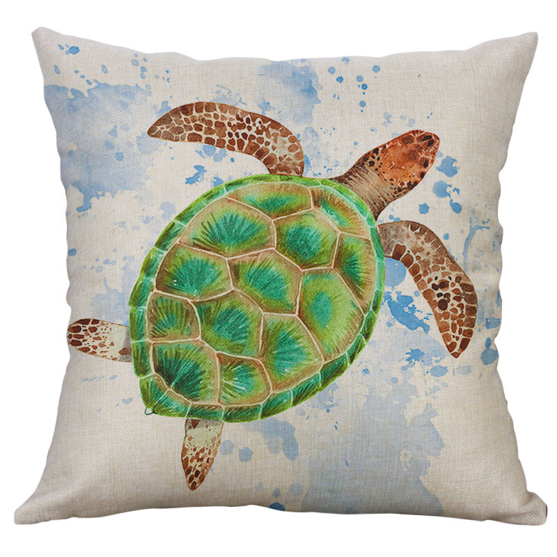 Abstract Seahorse Turtle Throw Pillow Covers Sea Animals Art Deco ...