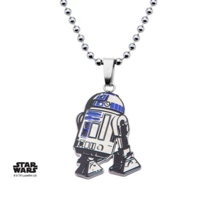 Licensed Star Wars R2D2 Cut Out Pendant Necklace with Chain Stainless ...