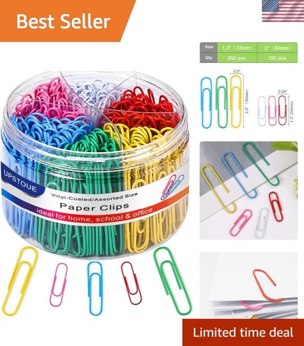 Eco-Friendly 400 PCS Paper Clips - Assorted Sizes & Colors for Creative ...