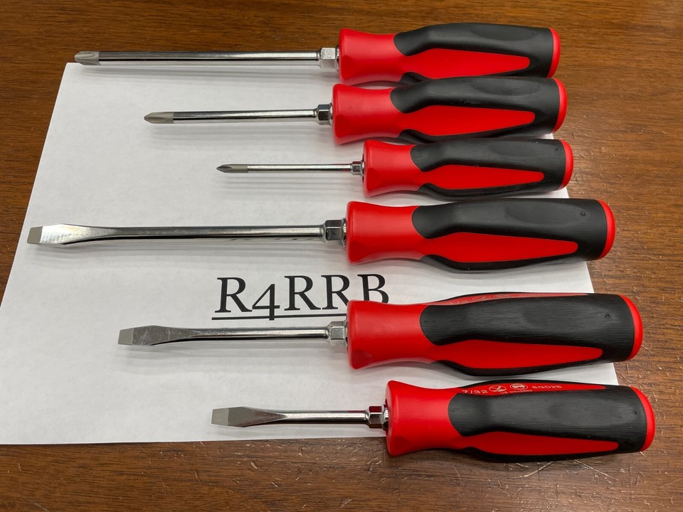 Snap-on Tools USA NEW 6pc RED Soft Grip Combination Screwdriver Set ...